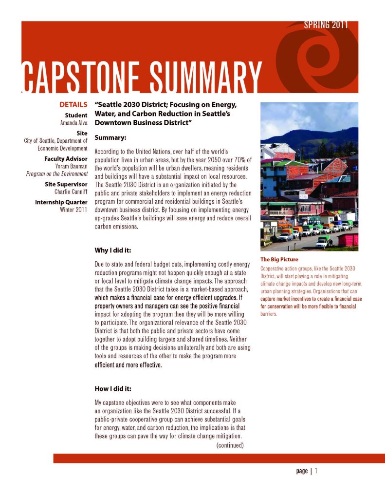 Program on the Environment » Seattle 2030 District; Focusing on Energy ...